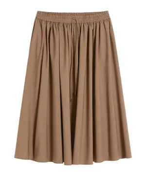 Max Mara Max Mara Pleated Midi Skirt With Drawstring Waistband Hazelnut Brown