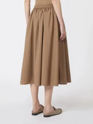 Max Mara Pleated Midi Skirt With Drawstring Waistband - Hazelnut Brown
