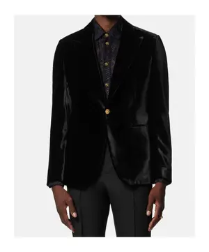 Versace Single-buttoned Velvet Blazer - Black