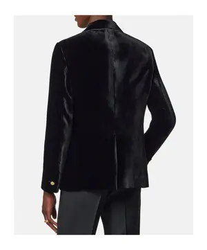 Versace Single-buttoned Velvet Blazer - Black