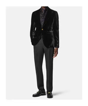 Versace Single-buttoned Velvet Blazer - Black