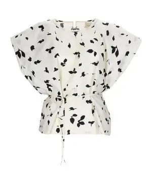 ALYSI Printed Tie-waist Top - White