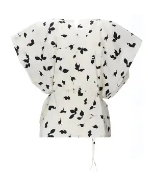 ALYSI Printed Tie-waist Top - White
