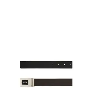 FERRAGAMO Reversible Grained Calfskin Belt With Gancini Buckle - Testa Di Moro/black