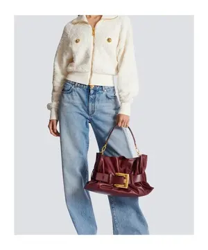 Balmain Medium Anthem Bag In Leather - Red