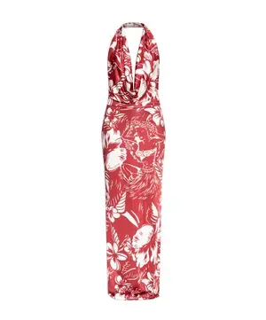 Dsquared2 Draped Printed Halterneck Maxi Dress