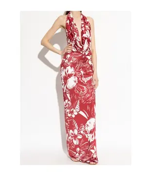 Dsquared2 Draped Printed Halterneck Maxi Dress