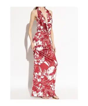 Dsquared2 Draped Printed Halterneck Maxi Dress