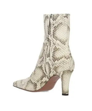 Paris Texas Snake-effect Mid-heel Pointed Toe Boots