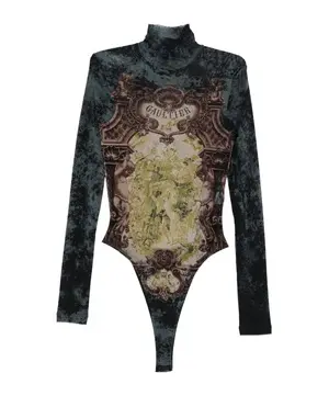 JEAN PAUL GAULTIER High-neck Printed Long-sleeve Bodysuit