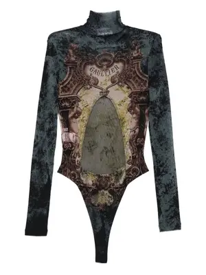JEAN PAUL GAULTIER High-neck Printed Long-sleeve Bodysuit