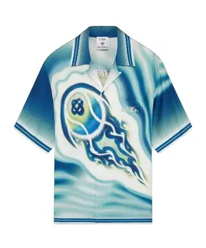 Casablanca Flaming Tennis Printed Shirt - Blue