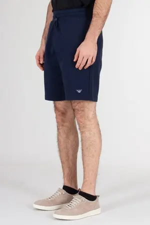 Emporio Armani Elastic Waist Shorts With Embroidered Logo - Blue