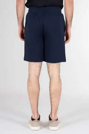 Emporio Armani Elastic Waist Shorts With Embroidered Logo - Blue