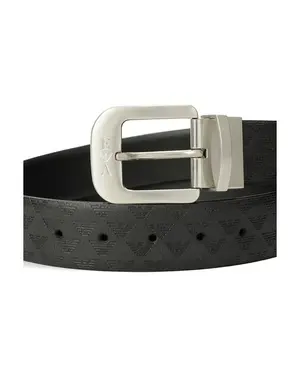 Emporio Armani Leather Belt With Engraved Logo