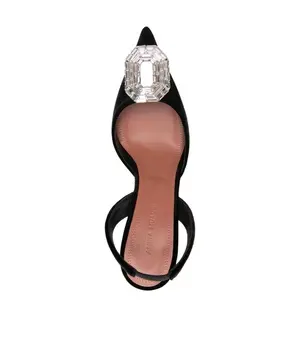 Amina Muaddi Pointed-toe Slingback Stiletto Sandals With Embellished Detail - Black