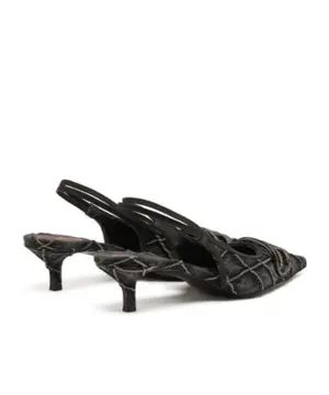 DIESEL® D-venus Sb Logo Embellished Slingback Kitten Heel Pumps