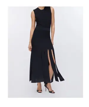 Liu Jo Sleeveless Knit Maxi Dress With Fringed Hem