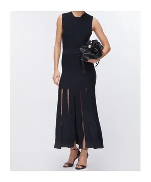 Liu Jo Sleeveless Knit Maxi Dress With Fringed Hem