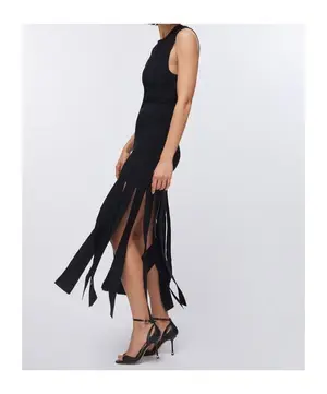 Liu Jo Sleeveless Knit Maxi Dress With Fringed Hem