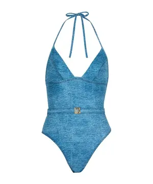 Balmain V-neck One-piece Swimsuit - Blue