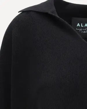 Alanui Fine Knit Polo Jumper - Black