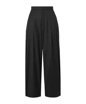 ST. AGNI Adjustable Pleated Pinstriped Wool-blend Wide-leg Pants