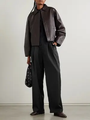 ST. AGNI Adjustable Pleated Pinstriped Wool-blend Wide-leg Pants