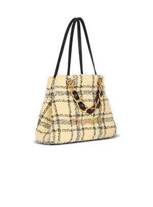 Balmain Plaid Tweed 1945 Tote Bag - Yellow