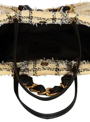 Balmain Plaid Tweed 1945 Tote Bag - Yellow