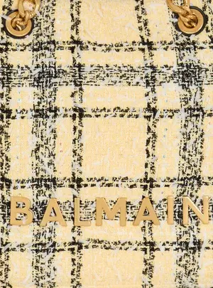 Balmain Plaid Tweed 1945 Tote Bag - Yellow