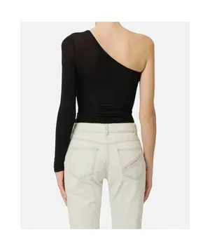 Elisabetta Franchi One-shoulder Draped Top With Jewelled Clasp
