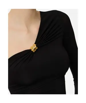 Elisabetta Franchi One-shoulder Draped Top With Jewelled Clasp