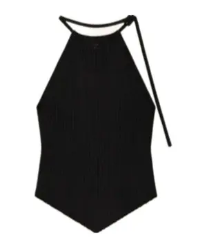 COURREGES Courrèges Ribbed Knit Halterneck Top With Pointed Hem