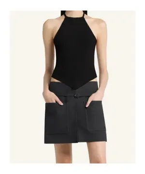 COURREGES Courrèges Ribbed Knit Halterneck Top With Pointed Hem