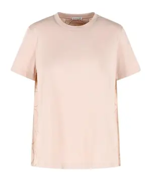 Moncler Round Neck Short Sleeve T-shirt With Embroidered Logo