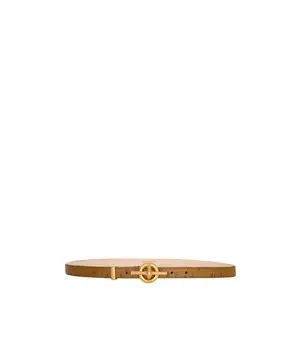Balmain Embossed Calfskin T-bar Belt - Brown