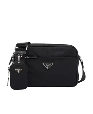 Prada Re-nylon Shoulder Bag With Detachable Pouch - Black