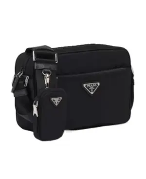 Prada Re-nylon Shoulder Bag With Detachable Pouch - Black