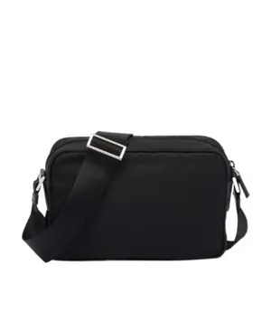 Prada Re-nylon Shoulder Bag With Detachable Pouch - Black