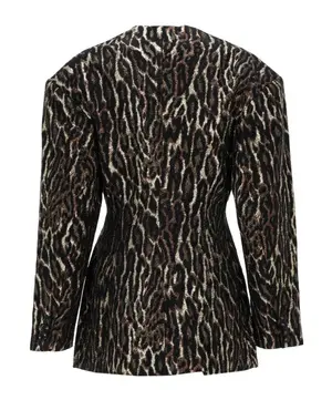 GANNI Single-breasted Animal Print Blazer - Black
