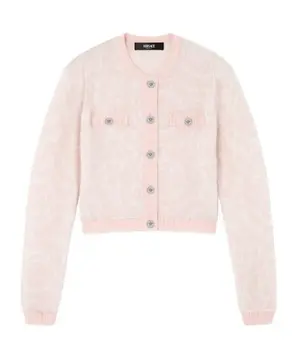 Versace Jacquard Knit Cardigan With Medusa Hardware