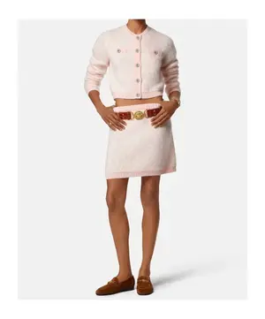 Versace Jacquard Knit Cardigan With Medusa Hardware