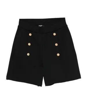 Balmain Cotton Button Shorts - Black