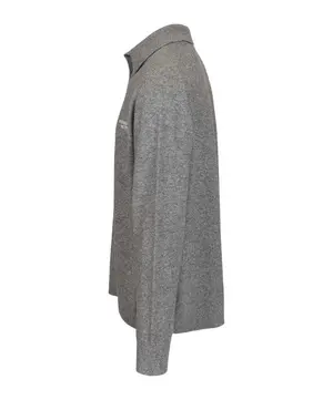 Acne Studios Logo Knit Polo Sweater - Dark Gray