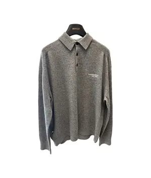 Acne Studios Logo Knit Polo Sweater - Dark Gray