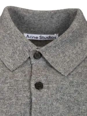 Acne Studios Logo Knit Polo Sweater - Dark Gray
