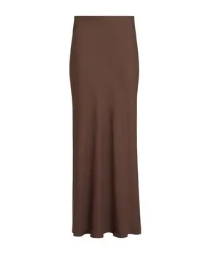 Brunello Cucinelli High-waist Maxi Skirt With Side Vents - Cocoa