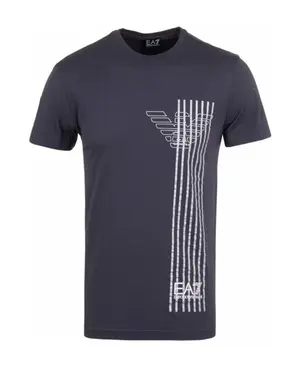 EA7 Navy Blue Round Collar Logo T-shirt