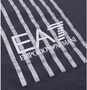 EA7 Navy Blue Round Collar Logo T-shirt